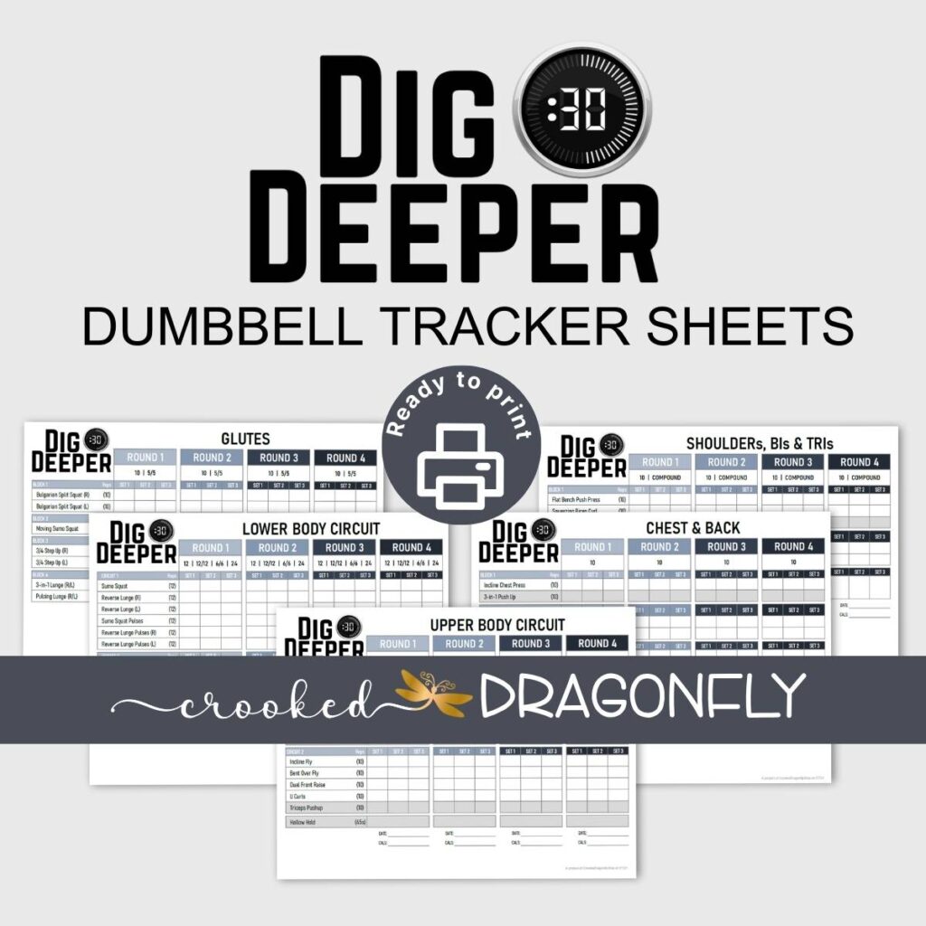 Dig Deeper 30 Tracker Sheets | BODi Workout - Crooked Dragonfly